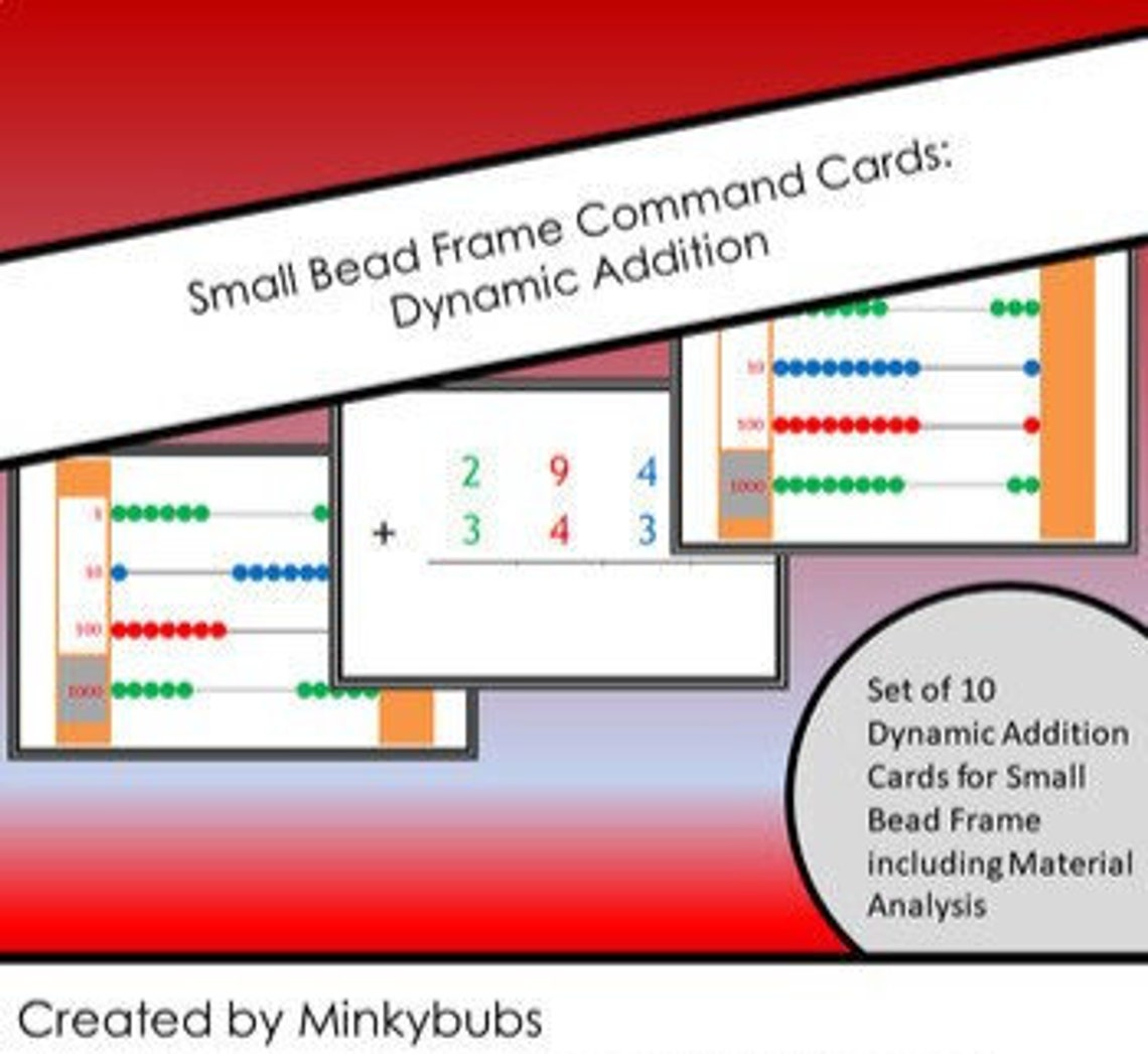 Small Bead Frame Command Cards Montessori Dynamic Addition and Material ...
