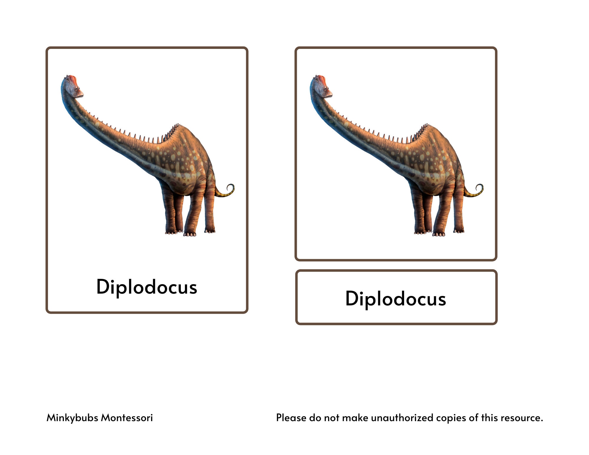 Dinosaurs Montessori 3 Part Cards With Picture and Labels for Sorting ...