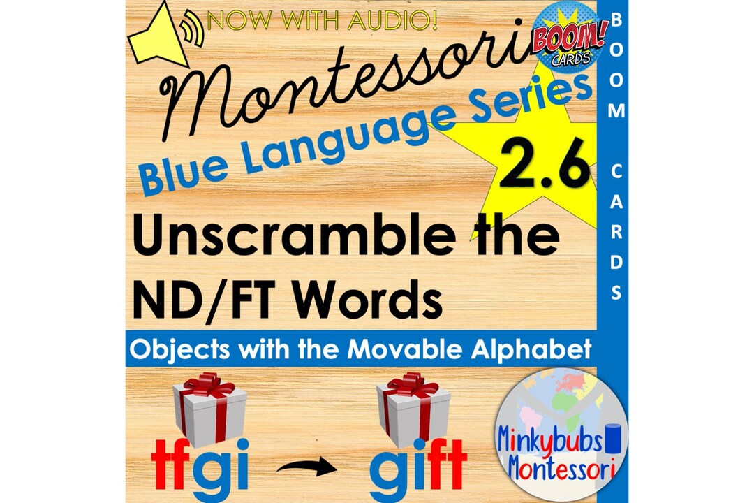 Montessori CVCC Blue Language Series 2.6: ND/FT Ending Blends Movable ...