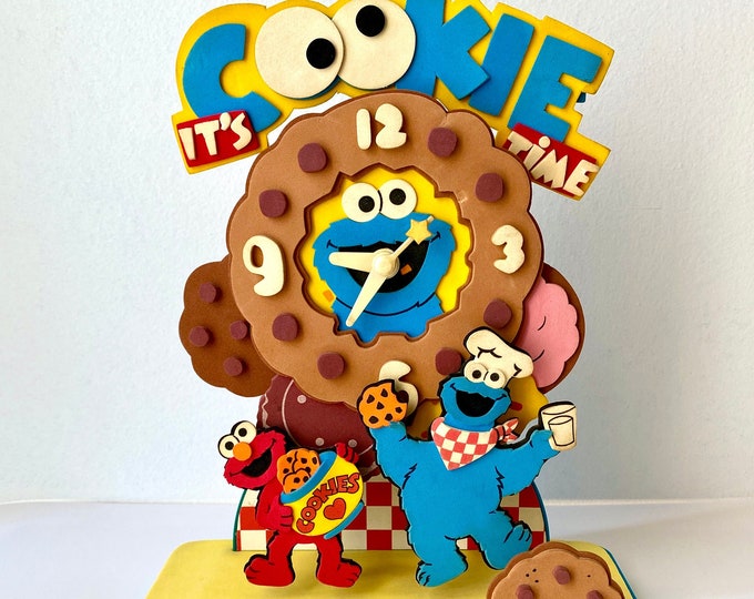 1998 Sesame Street Clock, It's Cookie Time, Cookie Monster and Elmo ...