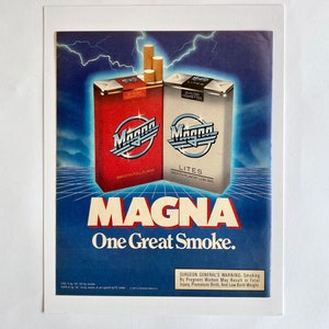 1987 Magna Cigarettes Ad, Bar Decor, 80s Rolling Stone Magazine, Gift ...