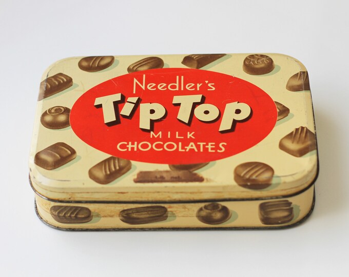 1950s Tip Top Chocolates, Needler's Milk Chocolate Tin, Storage Tin ...