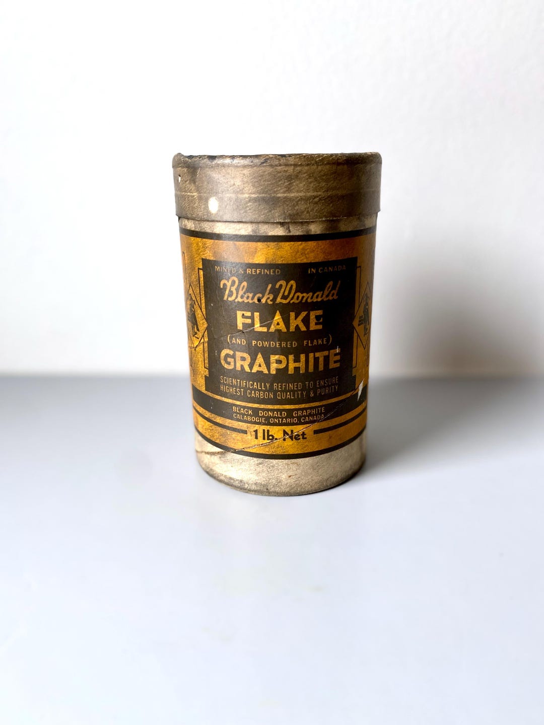 1950s Black Donald Flake Graphite Container, Made in Canada, 1LB ...