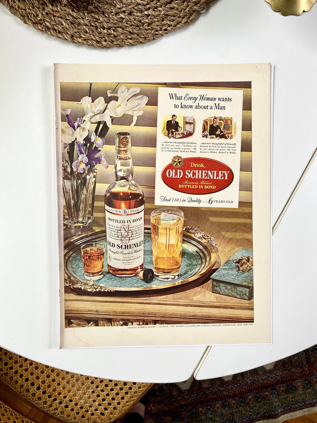 1942 Old Schenley Bourbon Ad, 40s Whiskey Ad, Atomic Decor, Bar Art ...