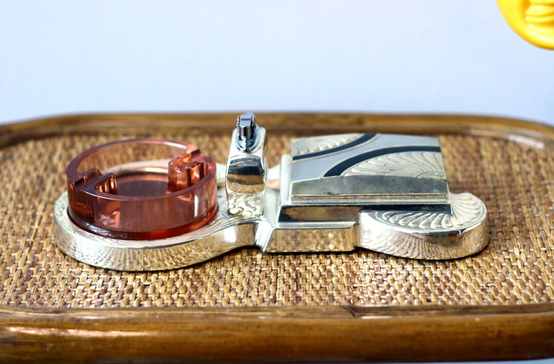60s Cigarette Dispenser and Table Lighter, Tabletop Smoking Station ...