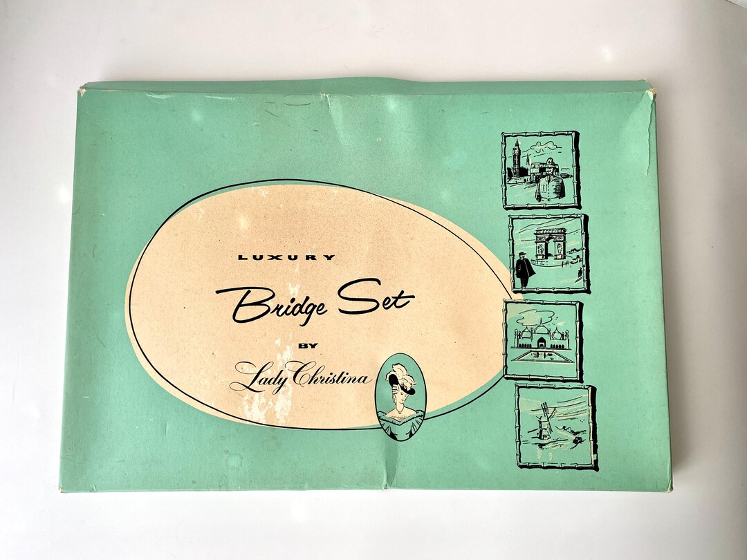 1950s Bridge Table Set by Lady Christina, Bridge Tablecloth and Napkin ...