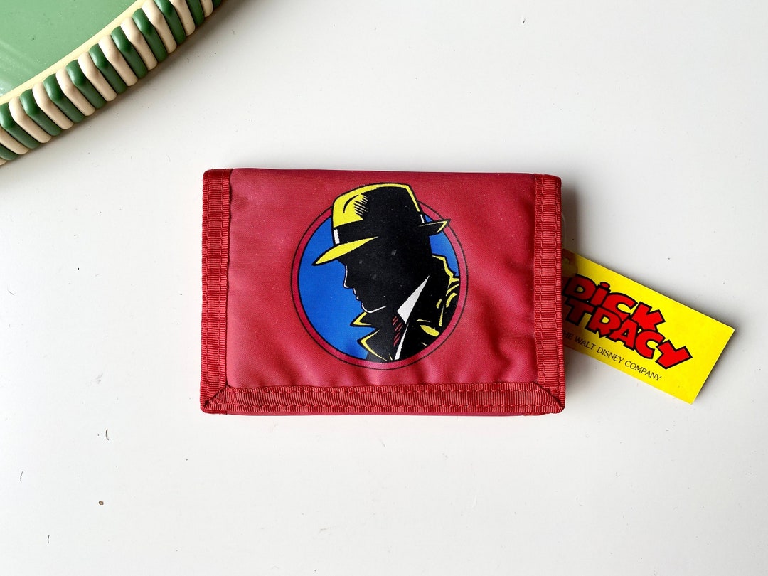 90s Dick Tracy Wallet, Bifold Velcro Wallet, Red Canvas Wallet, Disney ...
