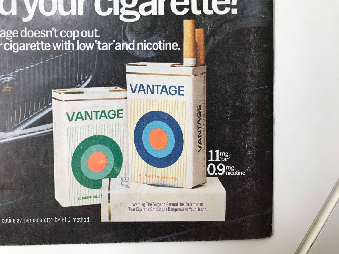 1971 Vantage Cigarettes Ad 30s Car Poster Vintage Car | Etsy
