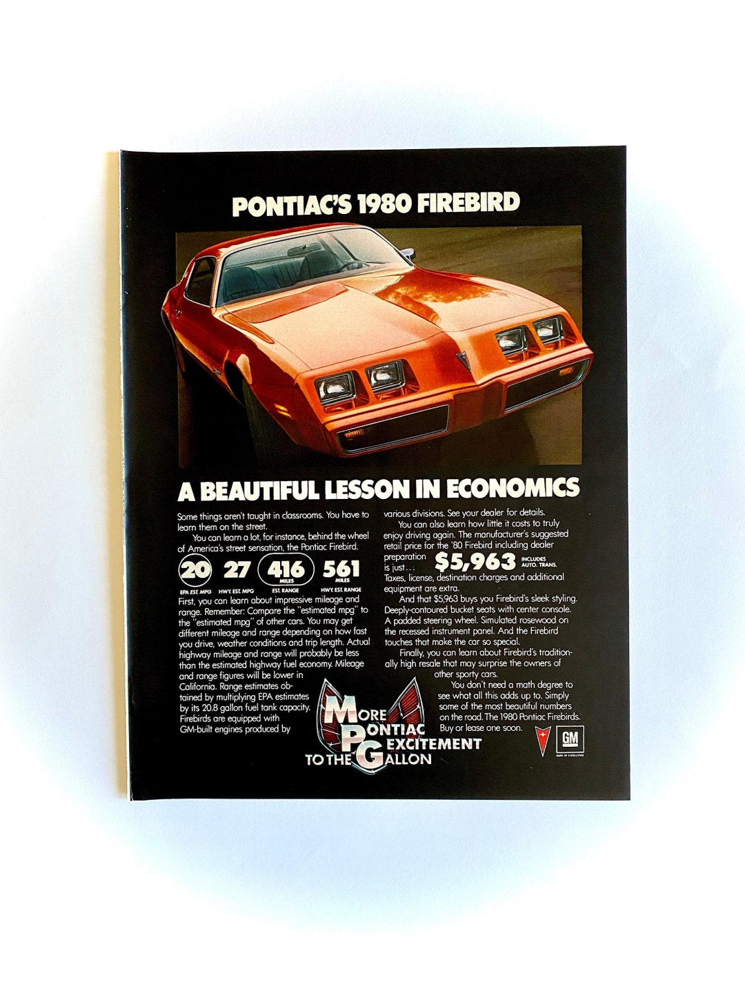 1980 Pontiac Firebird Advertisement, Life Magazine - Etsy