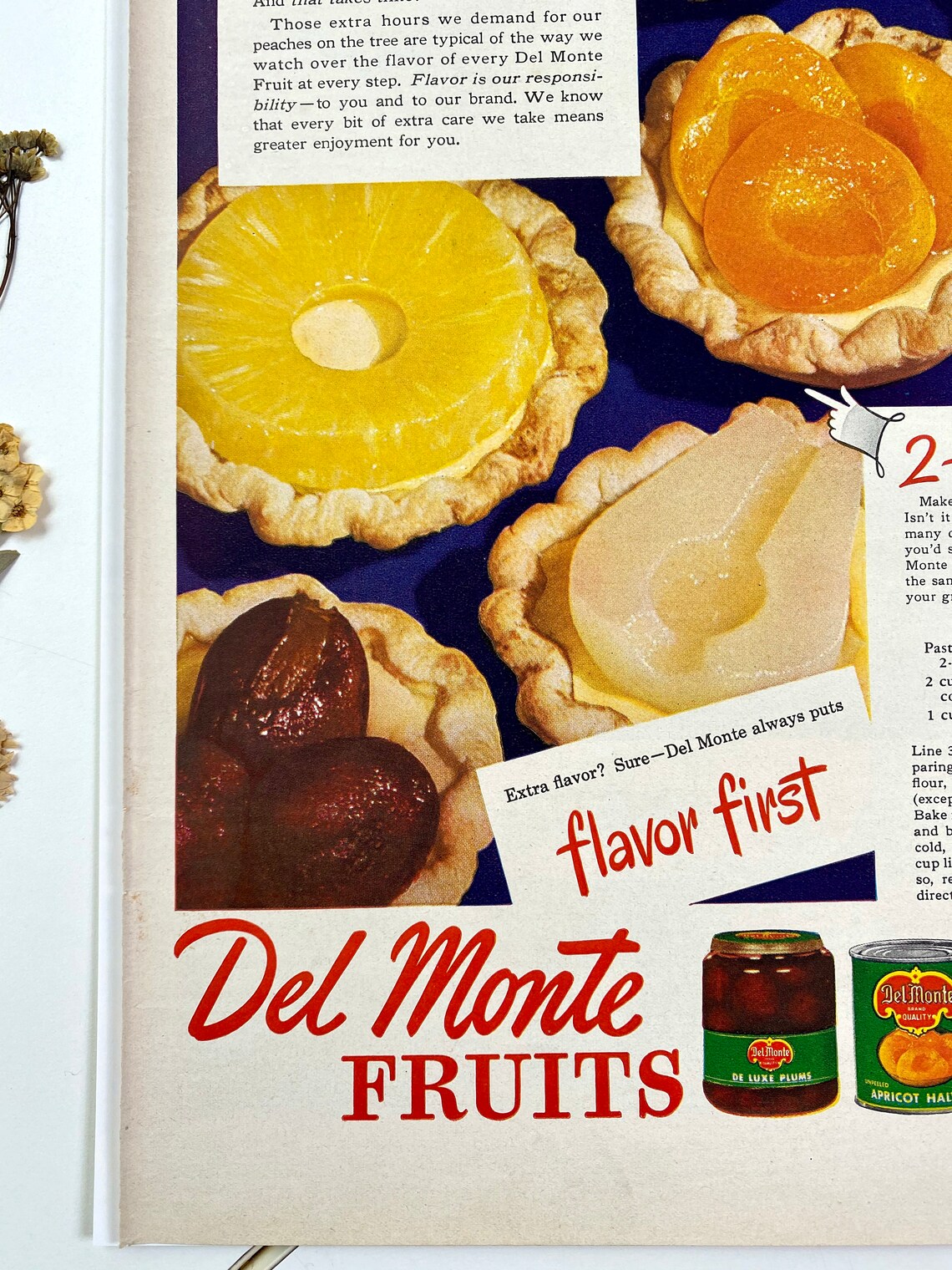 1947 Del Monte Fruits Ad Fruit Tart Art Atomic Kitchen | Etsy