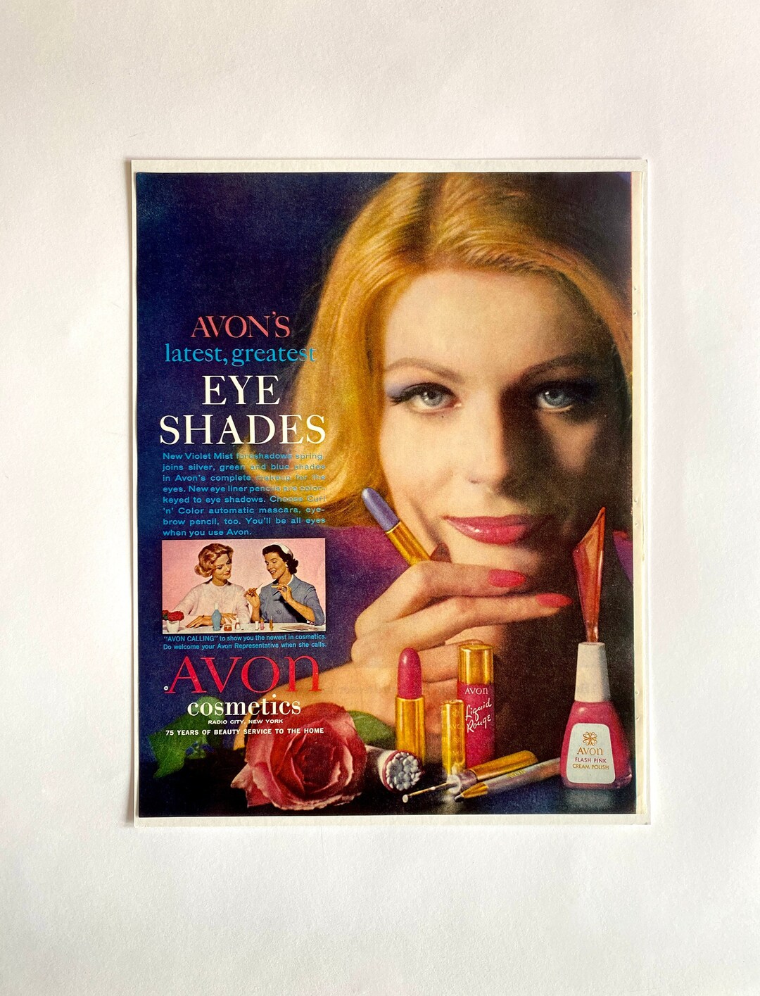 1961 Avon Cosmetics Ad, Avon Eye Shades, 1960s Makeup, Ladies Home ...