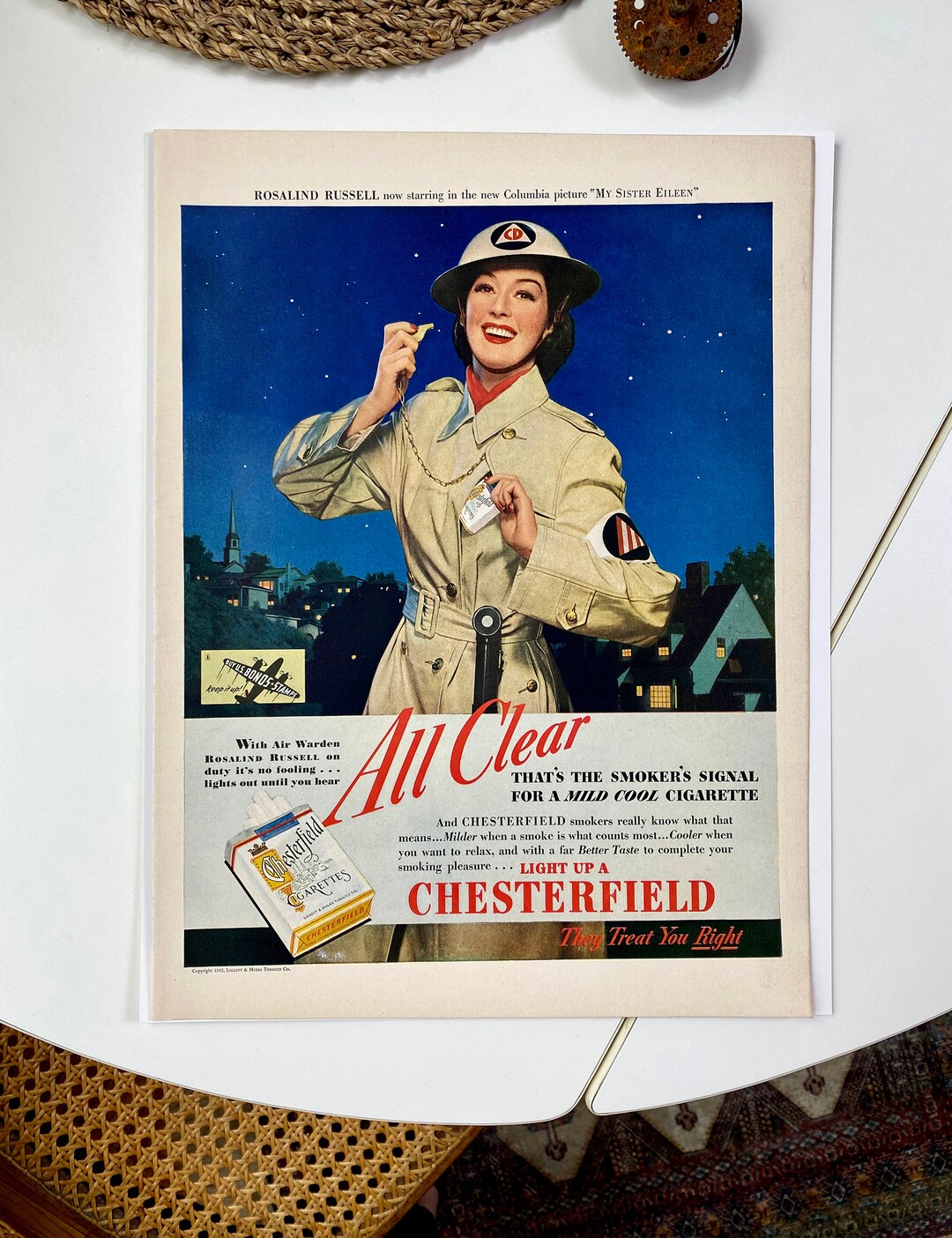 1942 Chesterfield Cigarettes Ad, Atomic Decor, WWII Advertising ...
