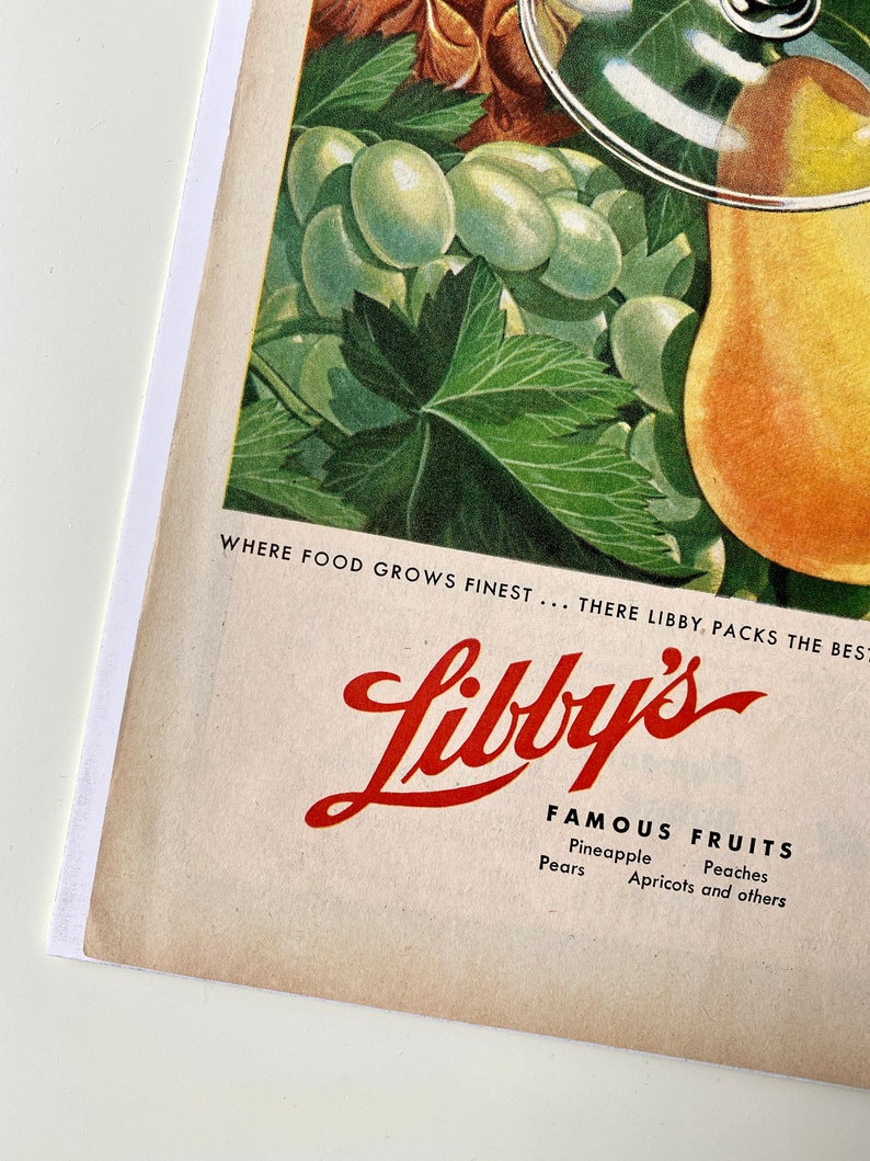 1945 Libby's Fruit Cocktail Ad, Vintage Kitchen Decor, Life Magazine - Etsy