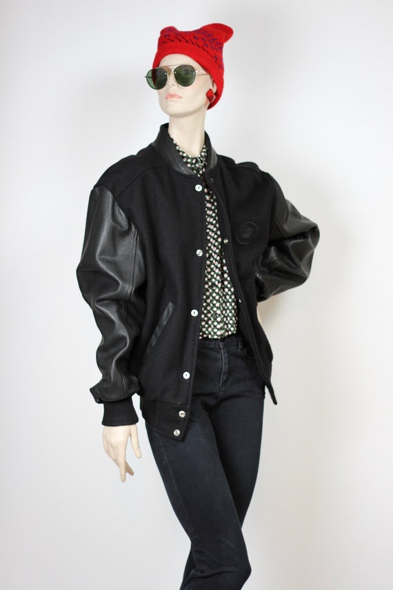 Vintage Varsity Jacket Casino Niagara Black Wool and | Etsy