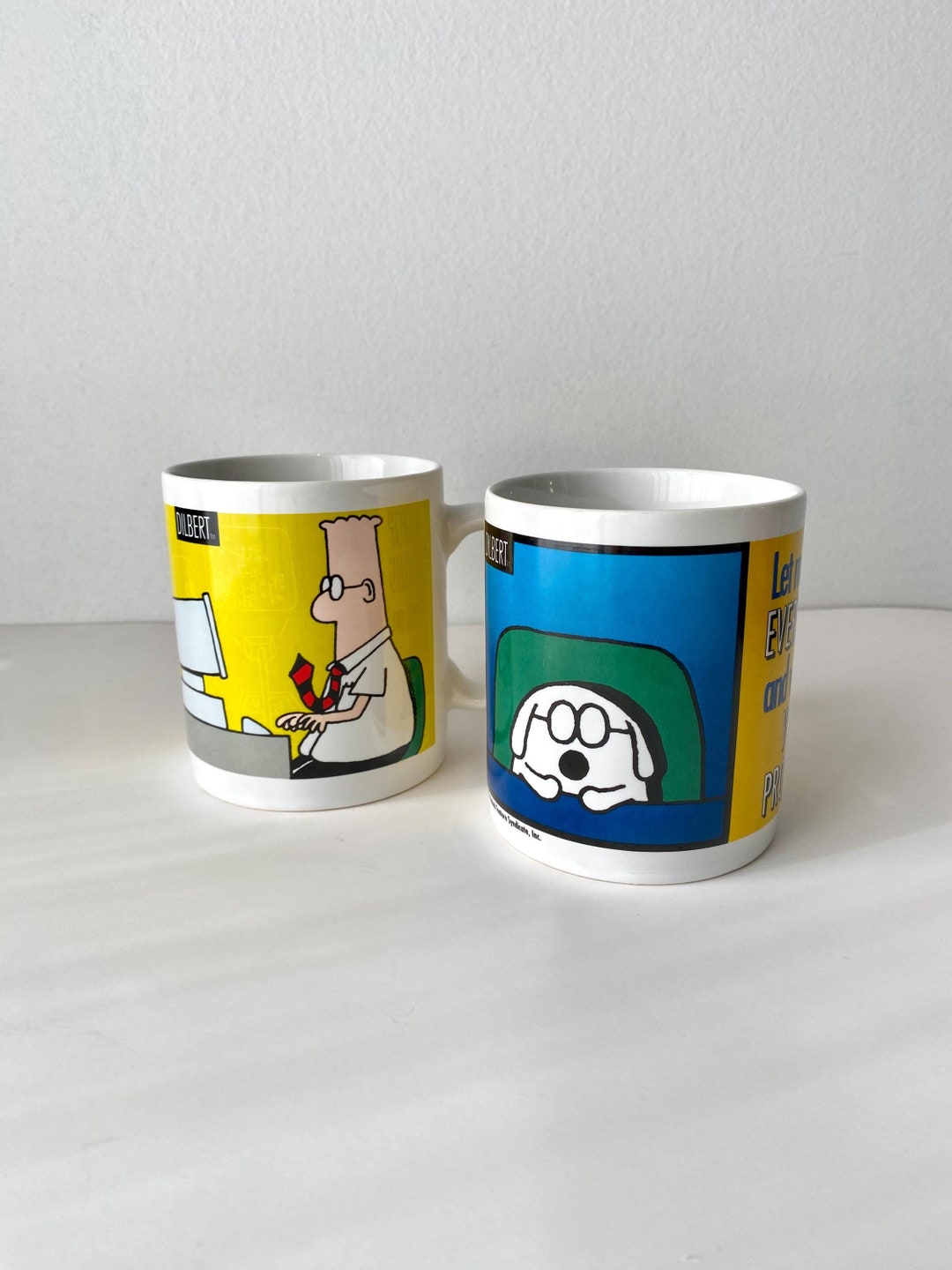 90s Dilbert Mugs, Funny Mug Set, Dilbert and Dogbert Sarcastic Novelty ...
