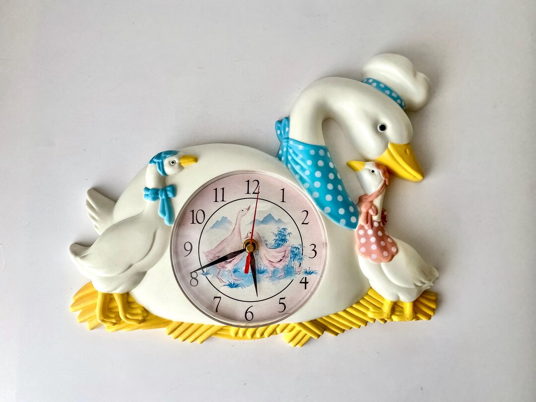 80s Mother Goose Clock, Farmhouse Wall Clock, Country Goose Clock, Kids ...