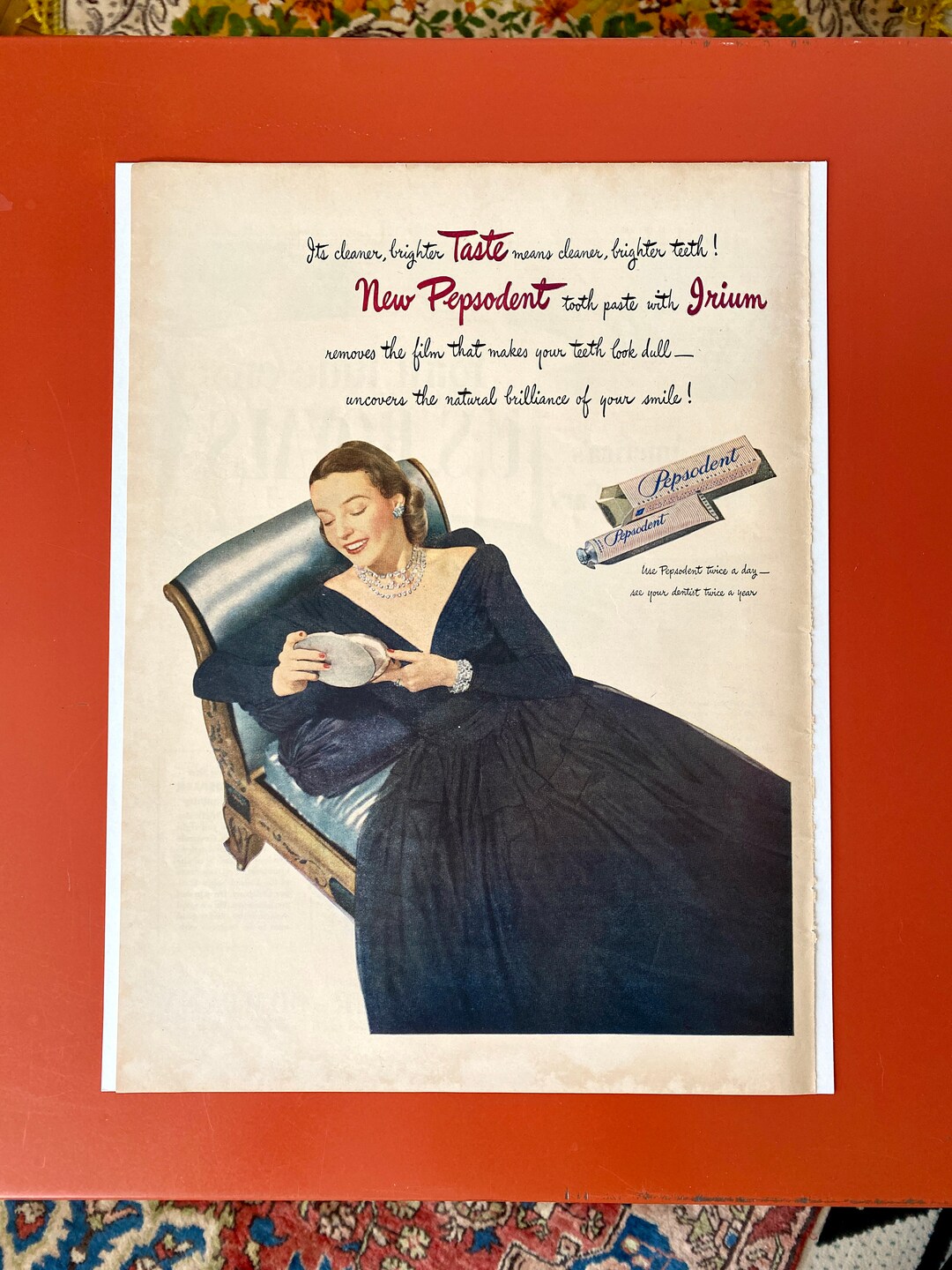 1946 Pepsodent Toothpaste Ad, 40s Fashion, Bathroom Art, Washroom Decor ...