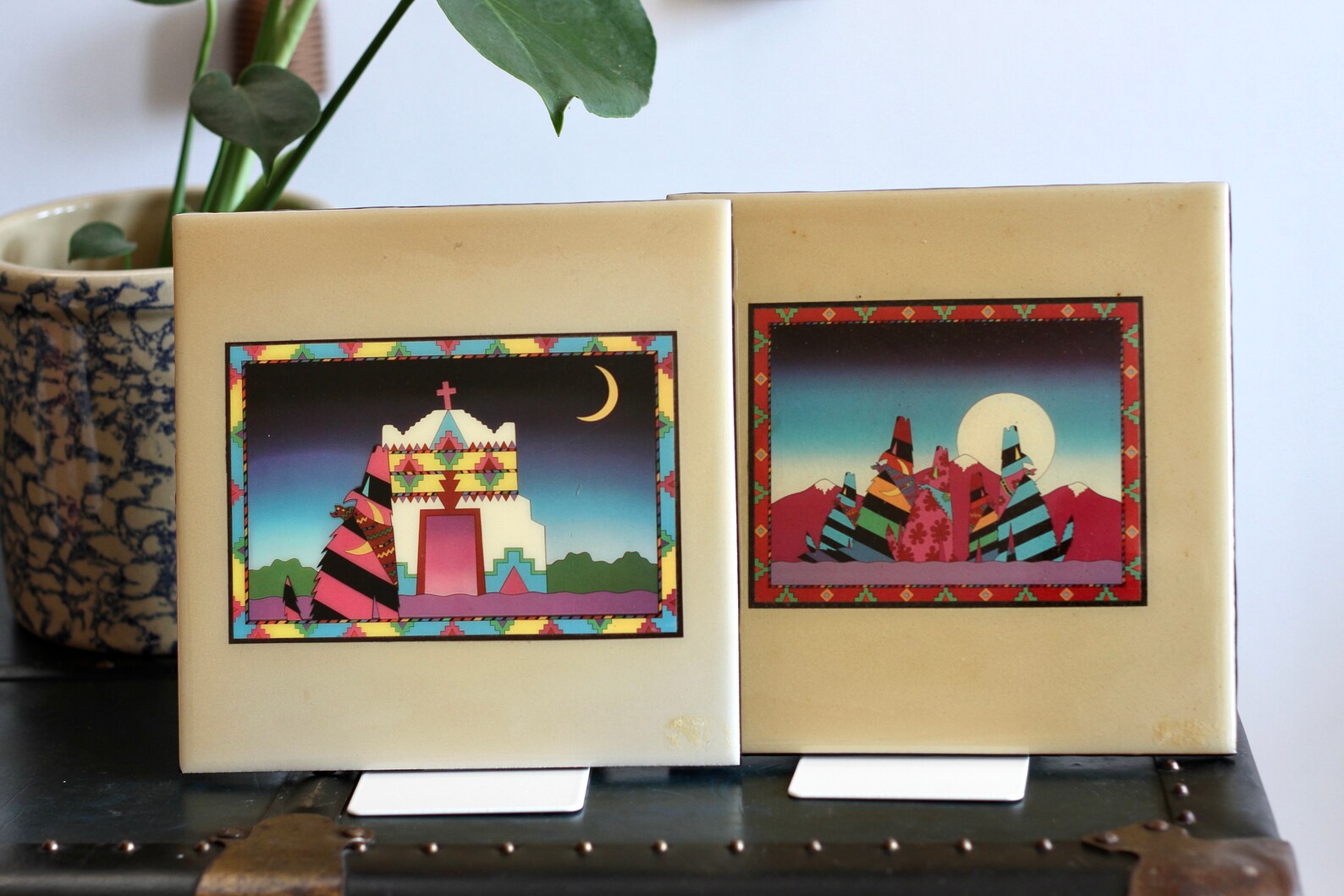 Vintage Tavlos Art Tiles Set of Two Serigraph Silkscreen - Etsy