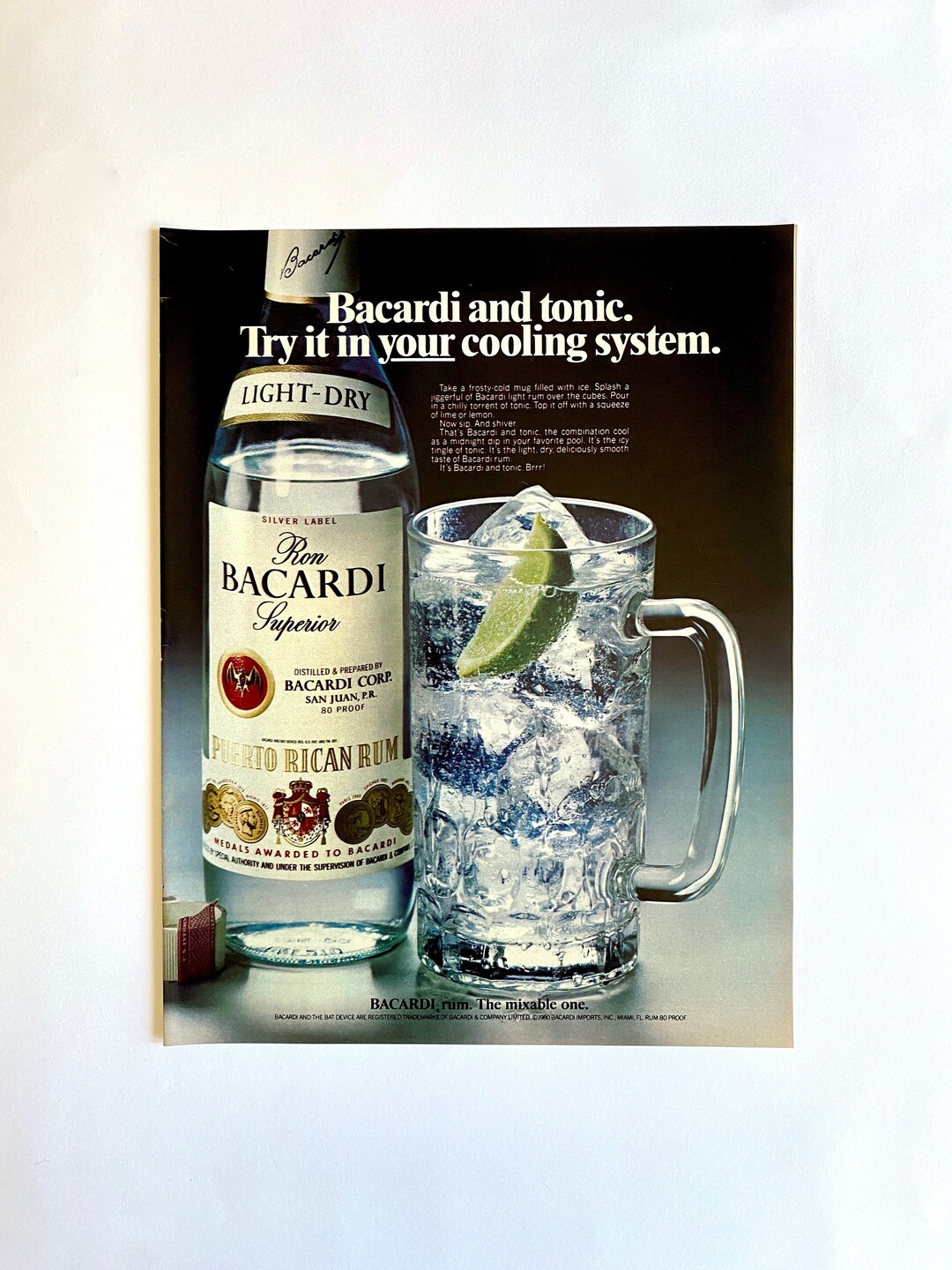 1980 Bacardi Rum Ad, Puerto Rican Rum, Life Magazine, Bar Decor - Etsy