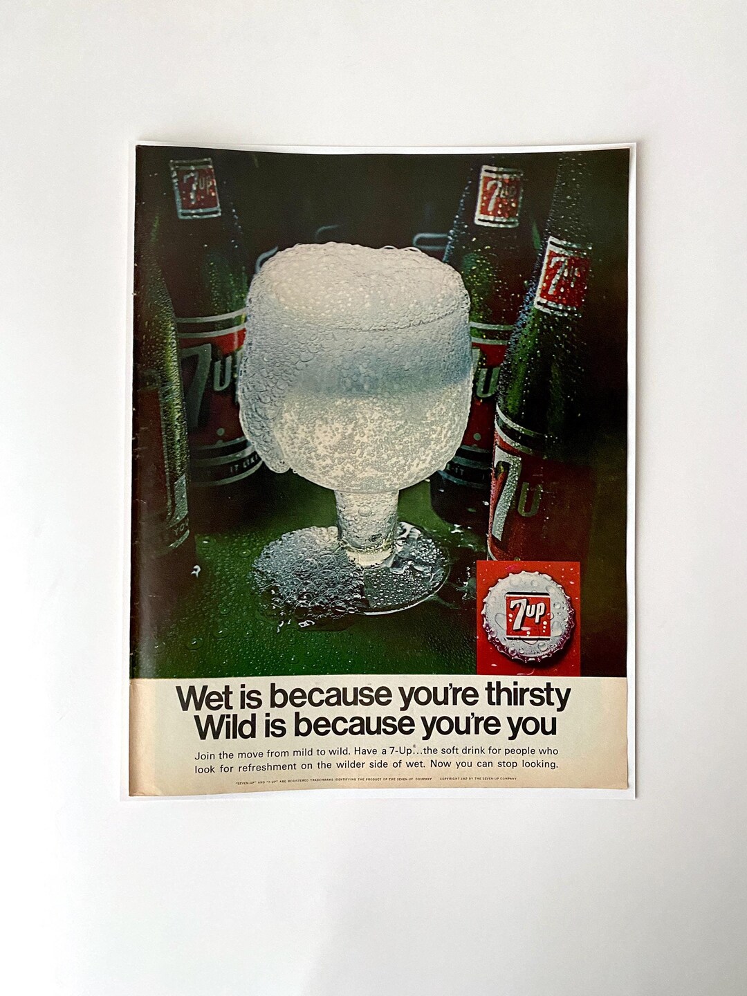 1967 7-up Advertisement, Retro Soda Ad, Mid Century Kitchen Bar Art, Life Magazine, Made in USA ...