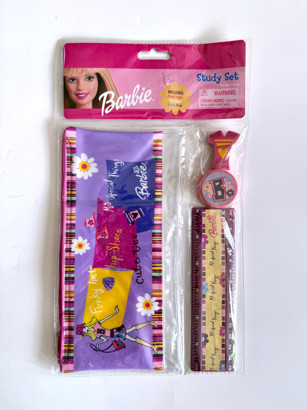 2003 Barbie Study Set, Kids School Supplies, Pencil Case With Ruler ...