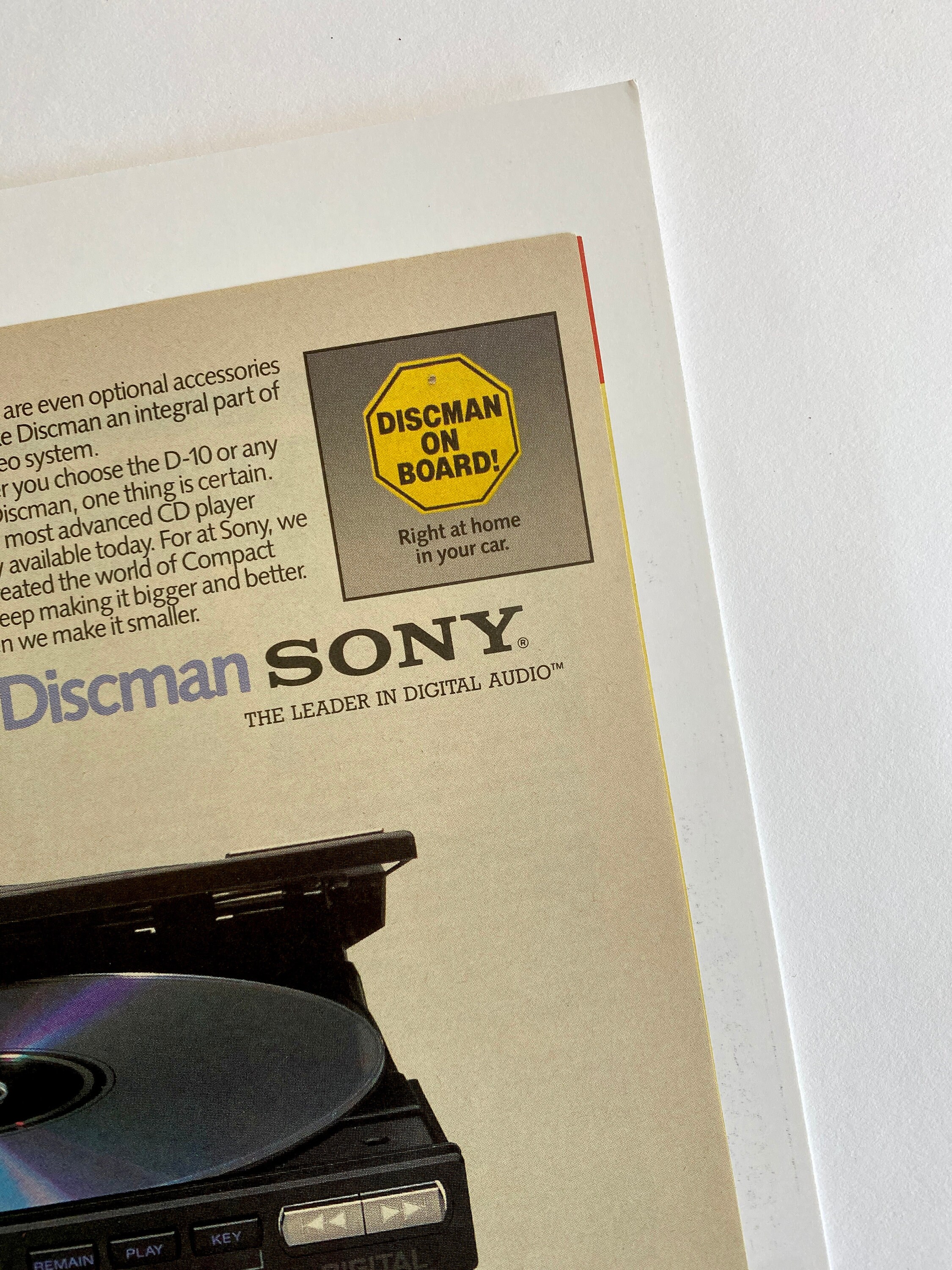 1987 Sony Discman Ad, 80s Music, CD Player Ad, Rolling Stone Magazine ...