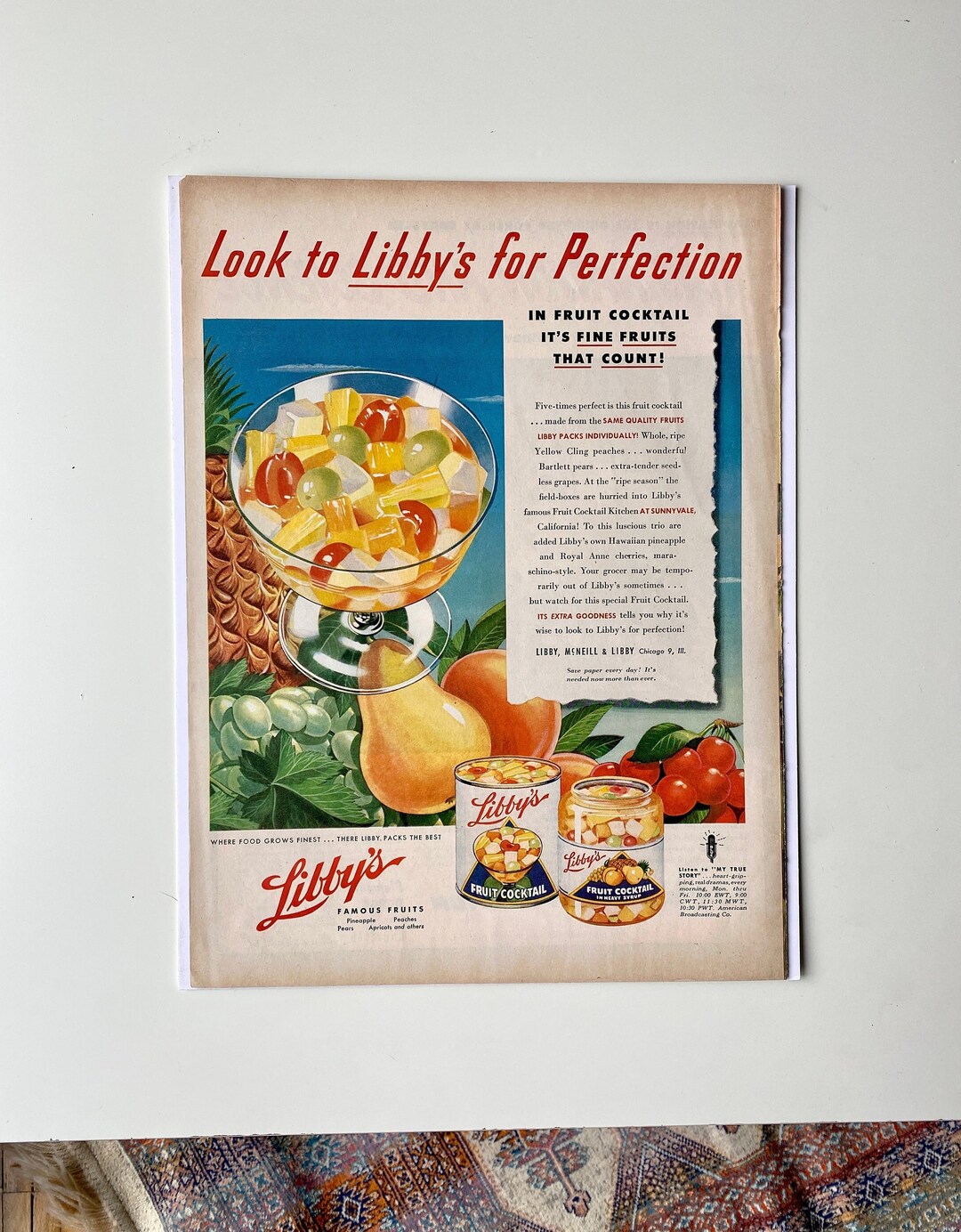 1945 Libby's Fruit Cocktail Ad, Fruit Salad Art, Kitchen Art, Wartime Advertising, Atomic ...