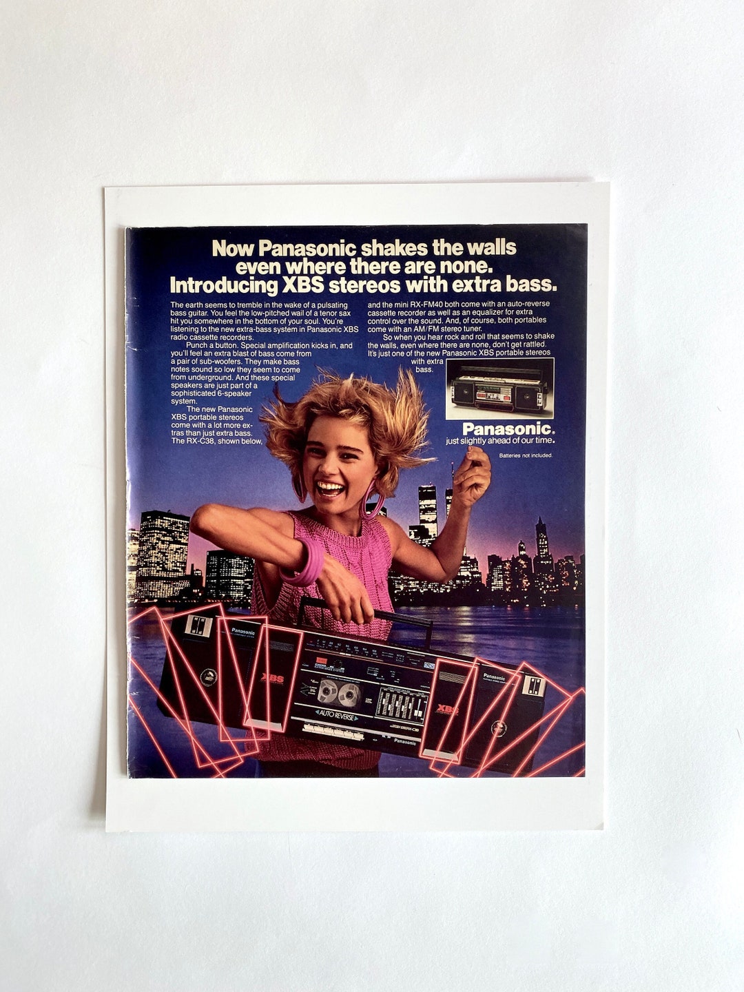 Vintage Panasonic Stereo Ad, 1986 Rolling Stone Magazine, XBS Radio ...