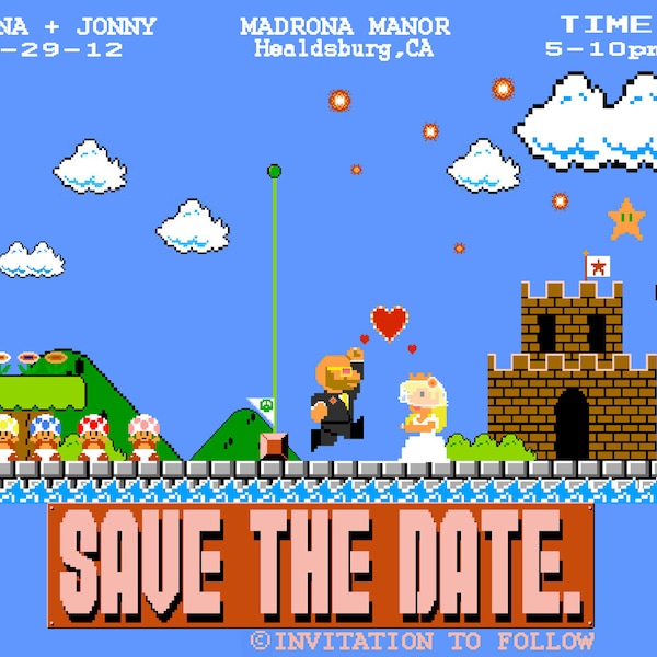 Save the Date Mario Bros - Etsy