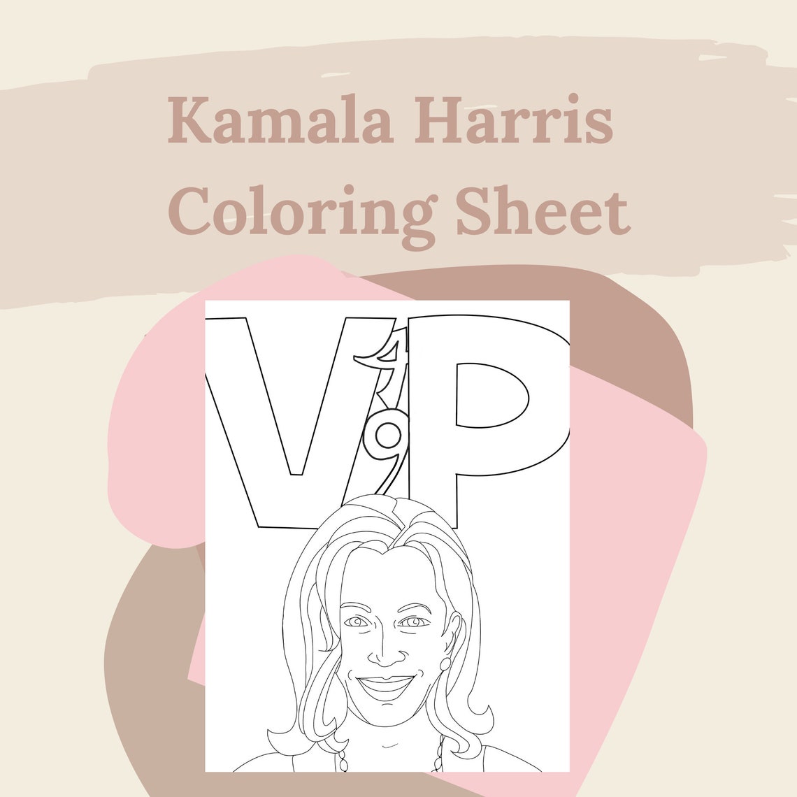 Kamala Harris Coloring Sheet INSTANT DOWNLOAD Madame Vice | Etsy