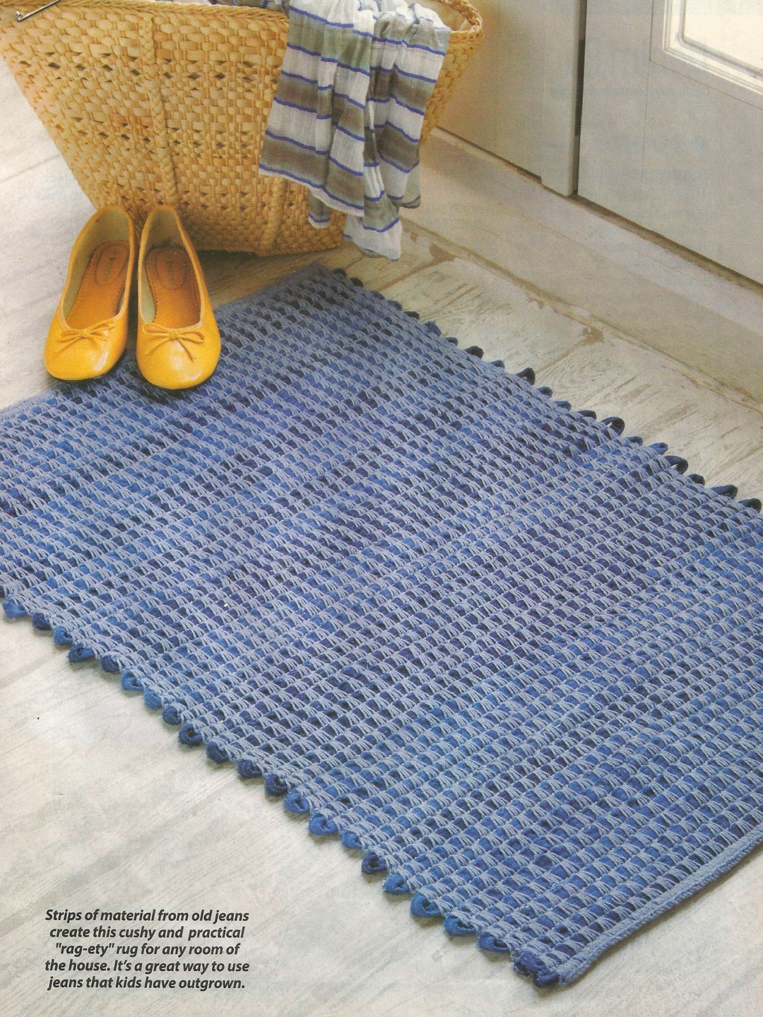 Rug, Vintage Crochet Pattern, Rag Rug Crochet Pattern Home Decor Rug ...
