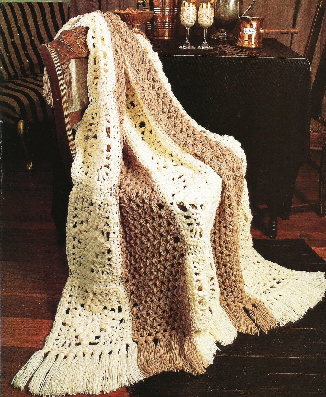 PUFFS & PANELS Fast Crochet Afghan, Double Your Yarn, Made With 2 ...