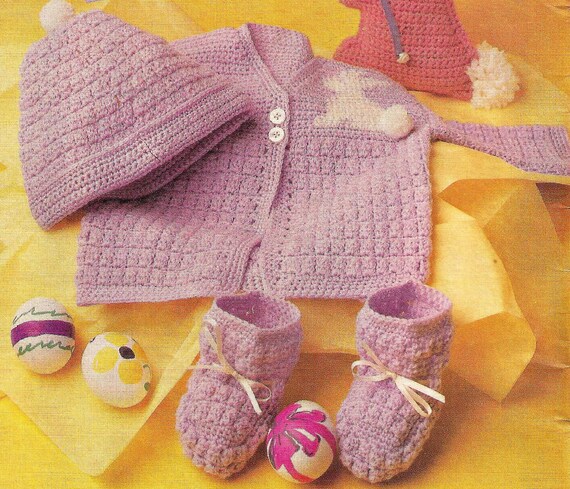 Vintage Crochet Pattern Bunny Sweater Set Sweater Hat and | Etsy