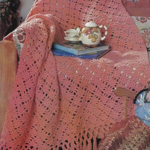 DIAGONAL DIAMONDS Yarn Afghan Easy Crochet Pattern Vintage Home Decor ...