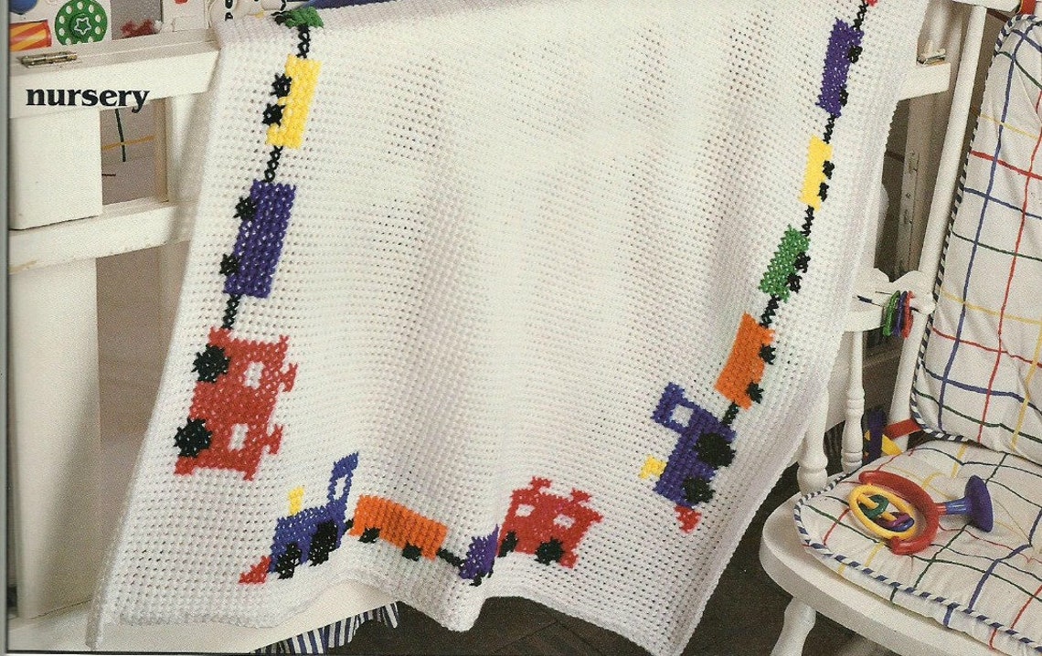 Vintage Crochet Pattern Colorful Trains Crochet Baby Blanket - Etsy