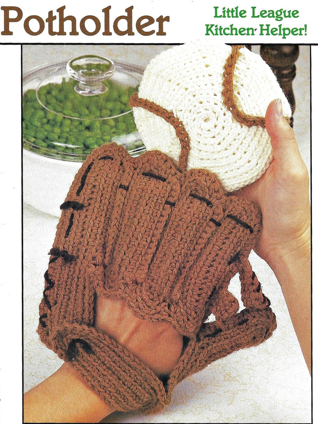 Vintage Crochet Pattern, Little League Softball Mitt & Ball Potholders ...