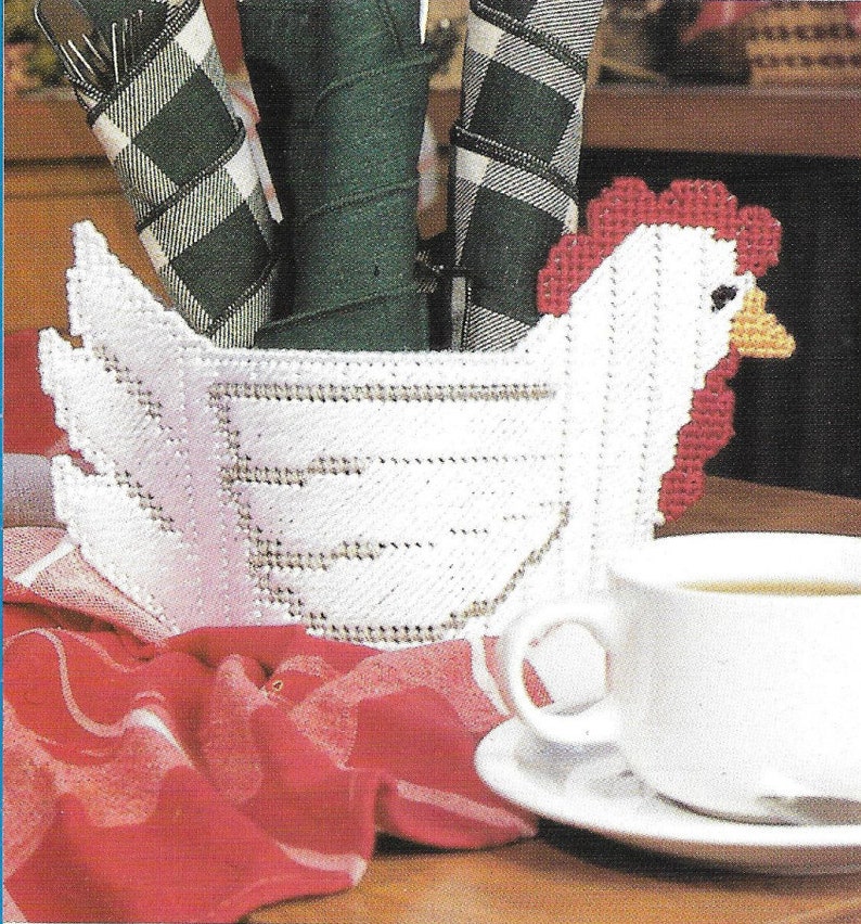 Vintage CHICKEN BASKET Plastic Canvas Pattern, Chicken Little Basket to ...