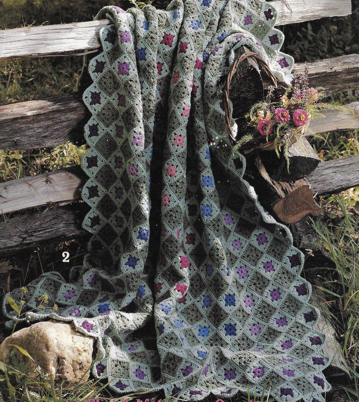 Vintage Crochet Afghan Pattern Country Lane Floral Grannies - Etsy