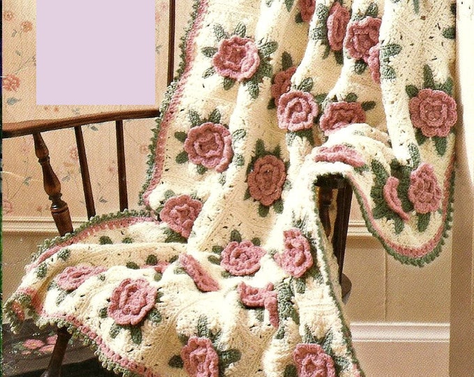Gingham Rose Crochet Afghan Pattern Annie's Crochet Quilt & Afghan Sofa ...