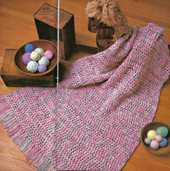 EASY Crochet Blanket Chunky Afghan Pattern Vintage 1980's | Etsy