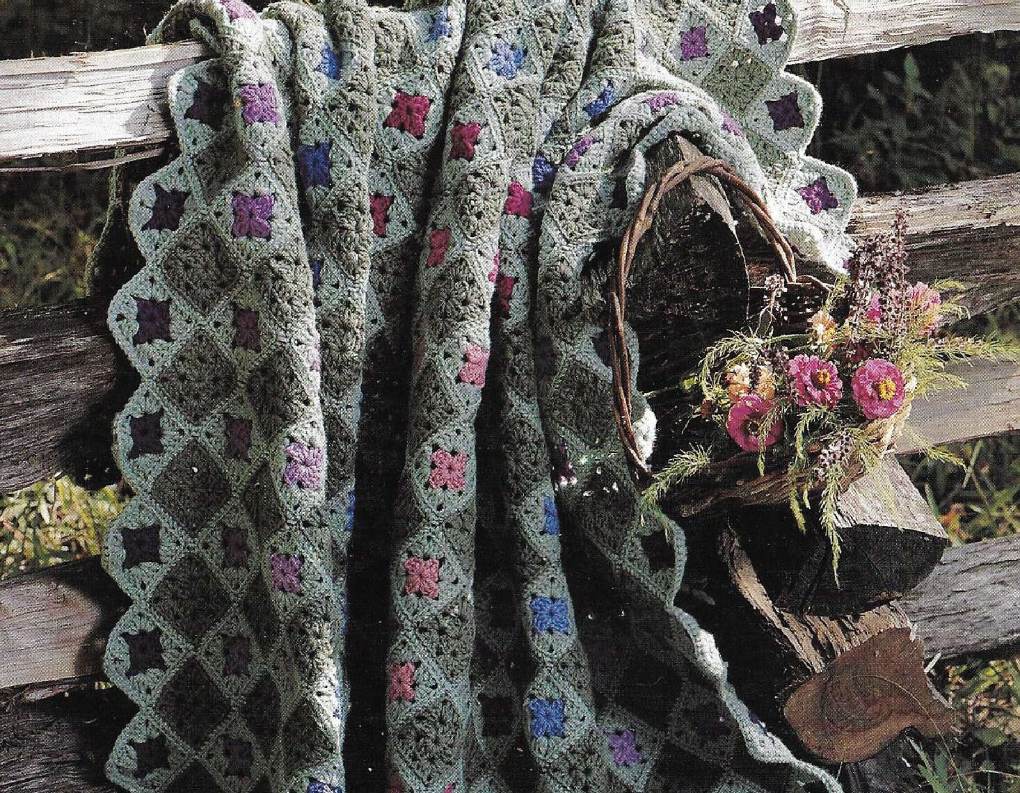 Vintage Crochet Afghan Pattern Country Lane Floral Grannies - Etsy