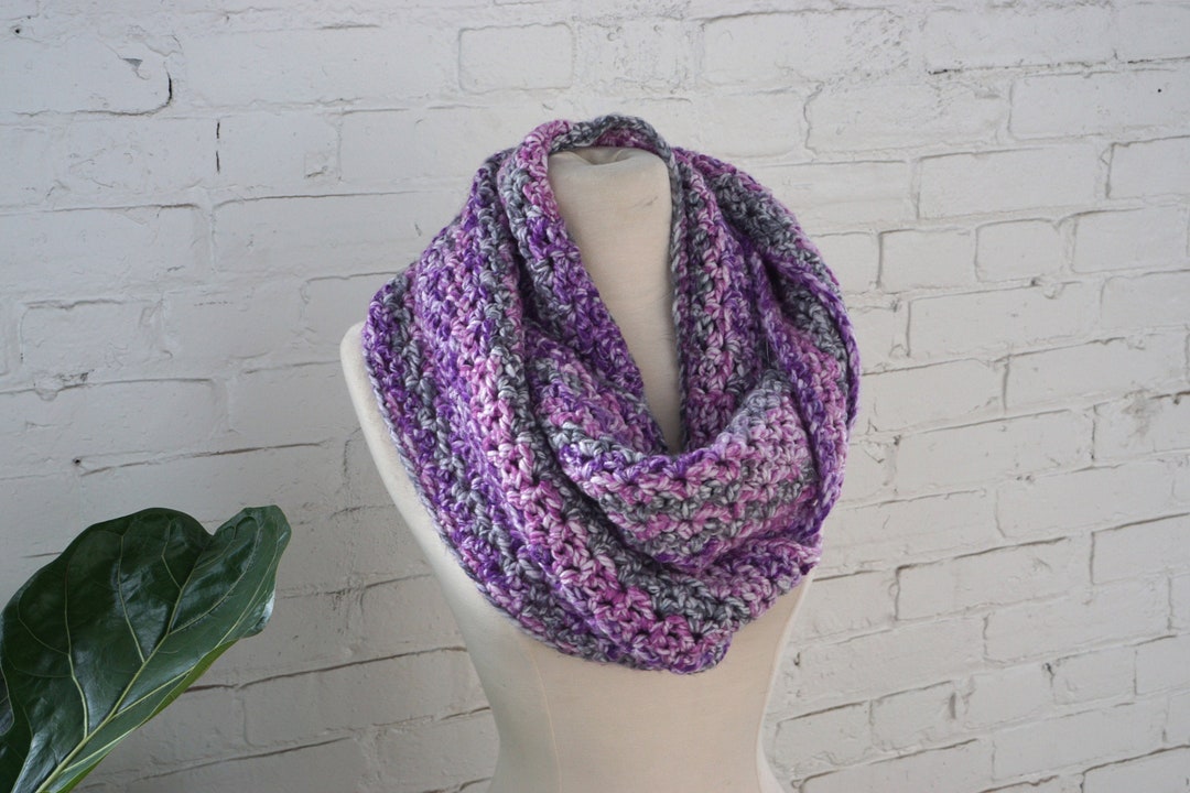 Crochet Infinity Scarf in Purple Multi Color - Handmade - Etsy