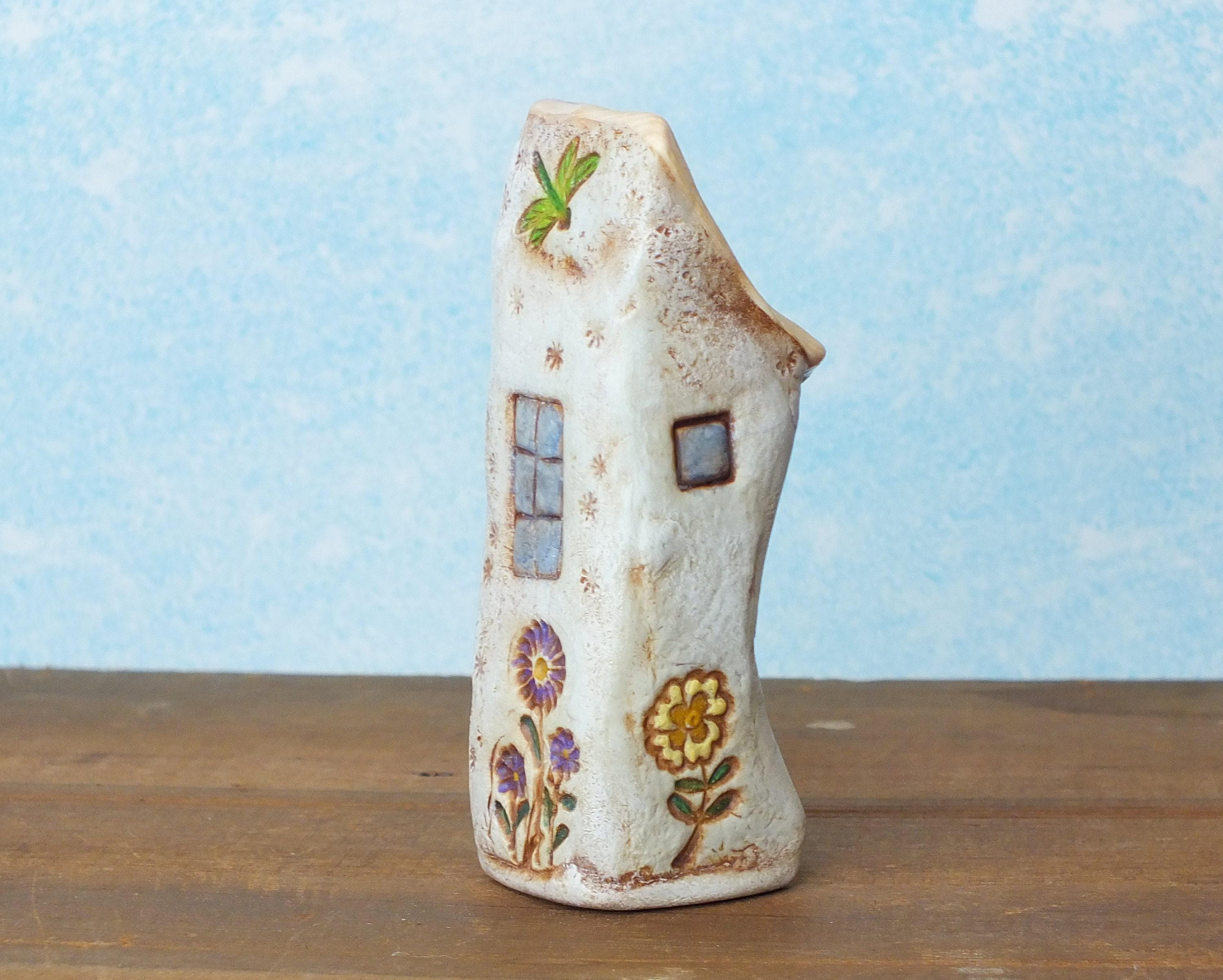 Handmade Miniature Clay Flower Cottage House With Slant Shell Roof ...