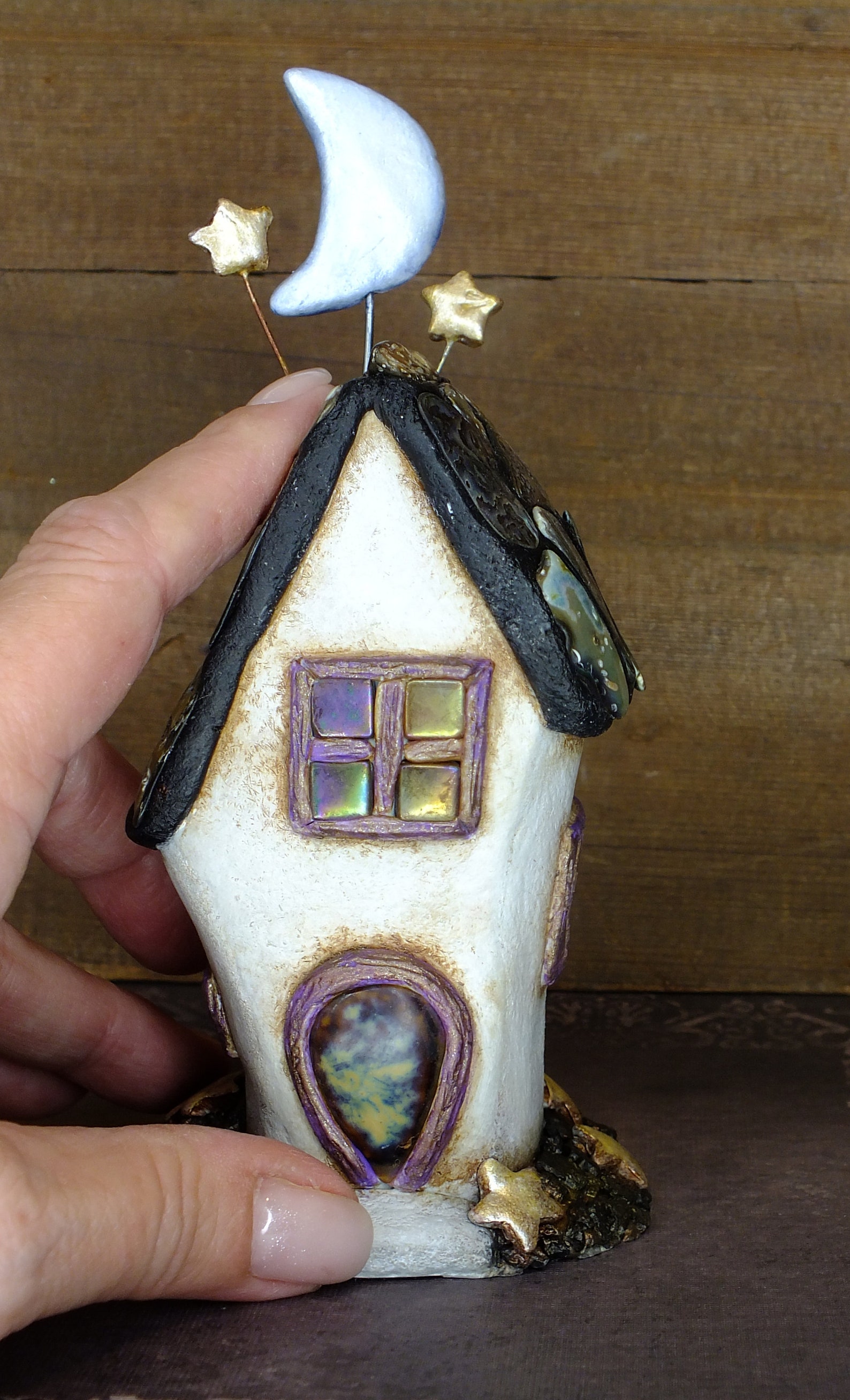 Moon and Stars Clay Cottage House - Handmade Whimsical Cottagecore Home ...