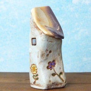 Handmade Miniature Clay Flower Cottage House With Slant Shell Roof ...