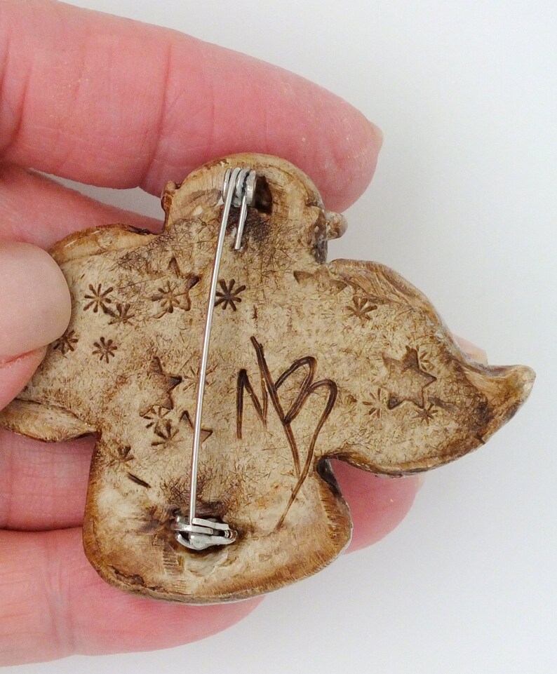 Handmade Guardian Angel With Red Heart Necklace or Angel Pin, Folk Art ...