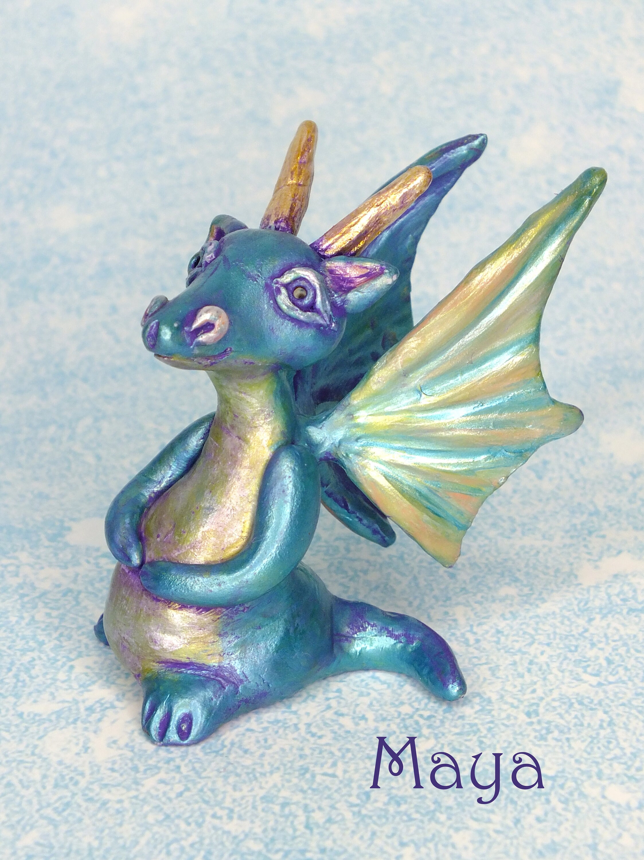 Cute Sea Dragon Sculpture Figurines, One of a Kind Clay Dragon ...