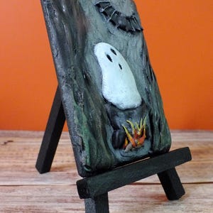 Ghost Boo Witch's Cauldron Halloween Decor ACEO Original Art 2D Mixed ...