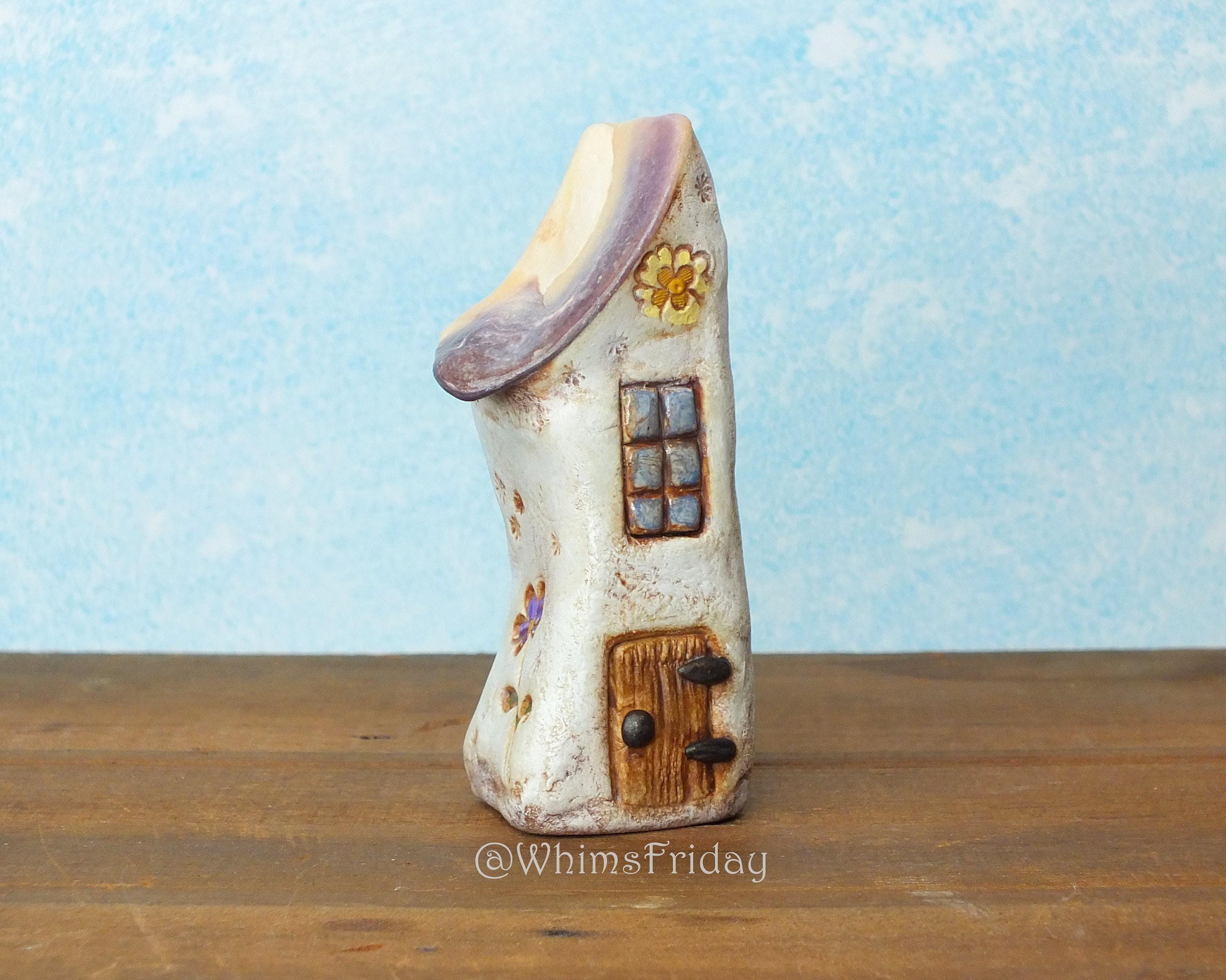 Handmade Miniature Clay Flower Cottage House With Slant Shell Roof ...