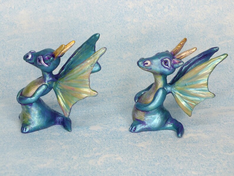 Cute Sea Dragon Sculpture Figurines, One of a Kind Clay Dragon ...